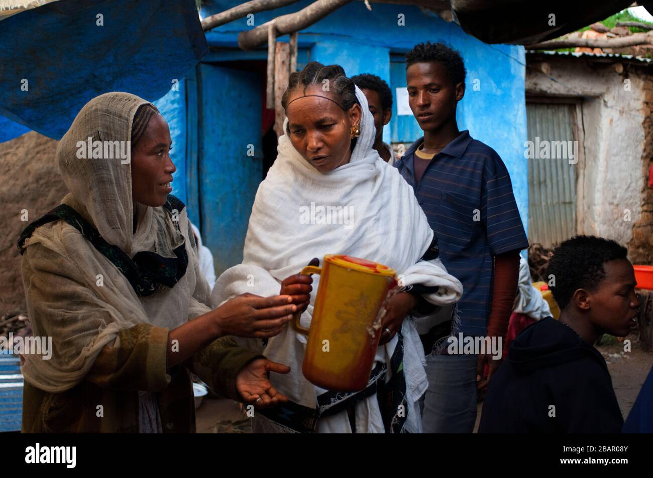 Baptism, celebration of a birth. Hawzen town, Eastern Tigray, Ethiopia ...