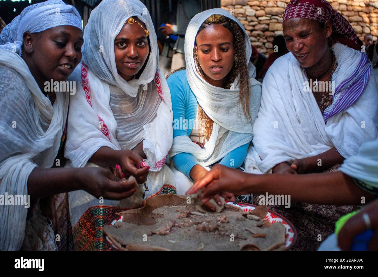 Baptism, celebration of a birth. Hawzen town, Eastern Tigray, Ethiopia ...