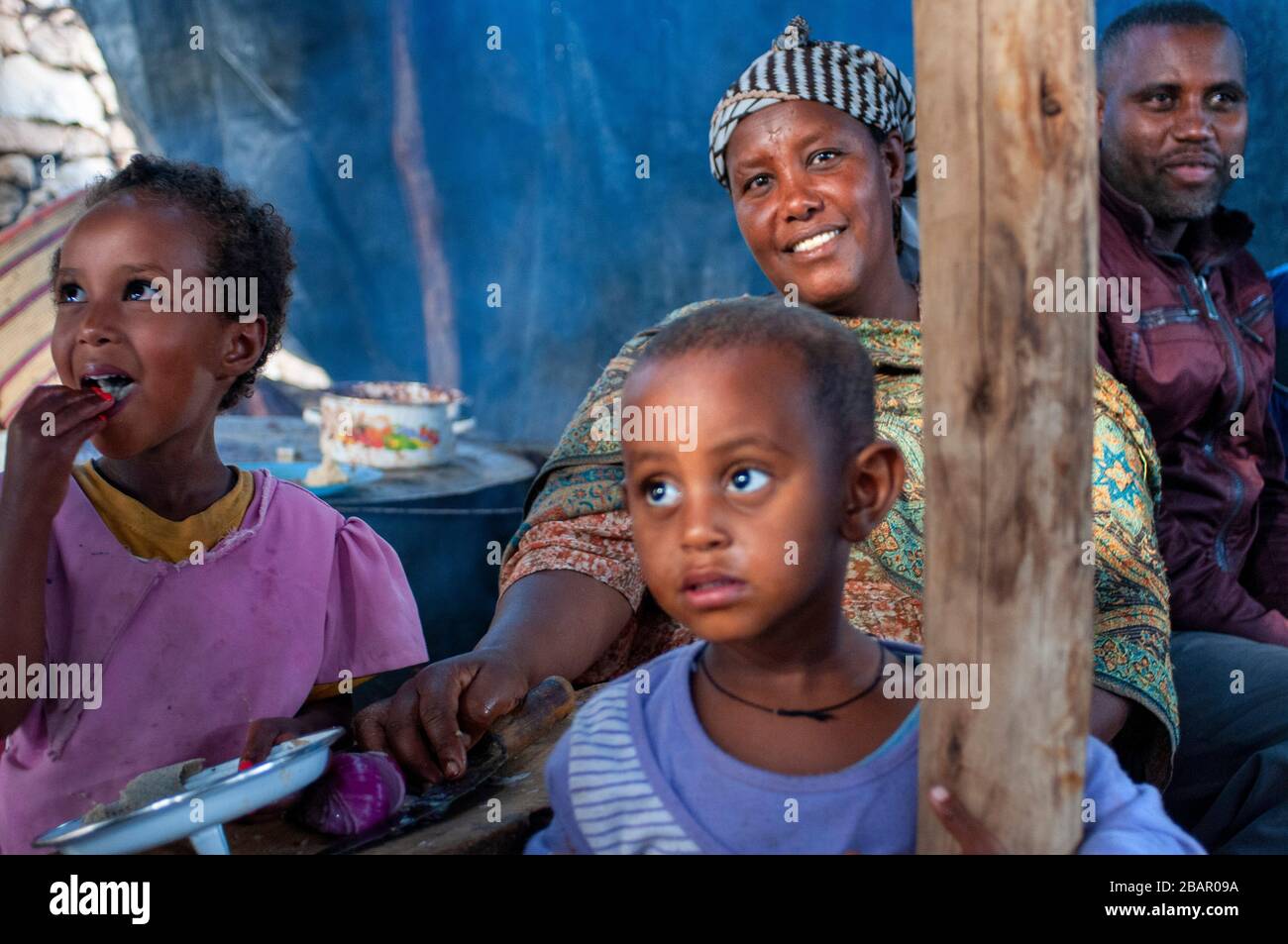 Baptism, celebration of a birth. Hawzen town, Eastern Tigray, Ethiopia ...