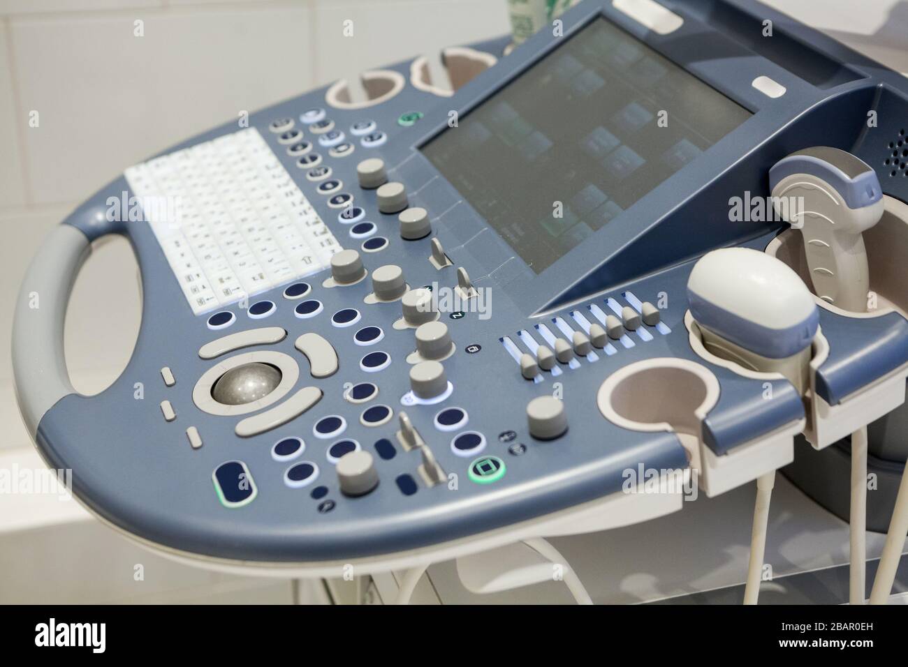 Control panel with buttons and switches of an ultrasonography apparatus ...