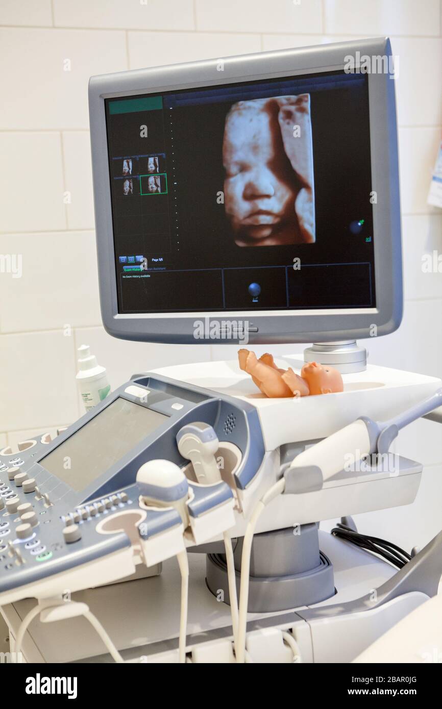 Medical equipments for ultrasonic diagnostic in clinic. Interior of ...