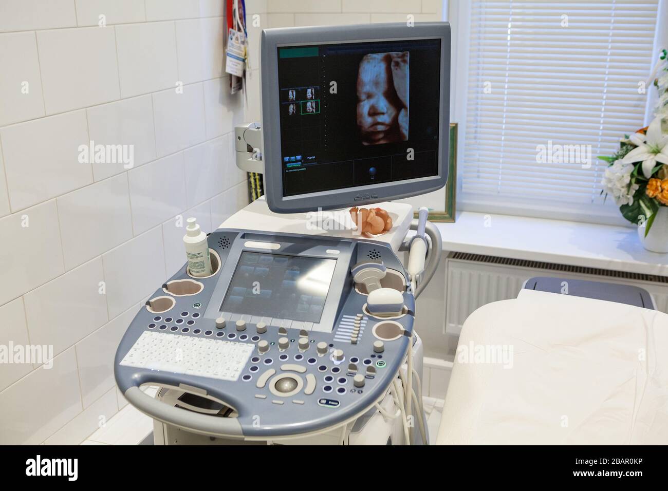 Medical equipments for ultrasonography in clinic. Interior of hospital ...