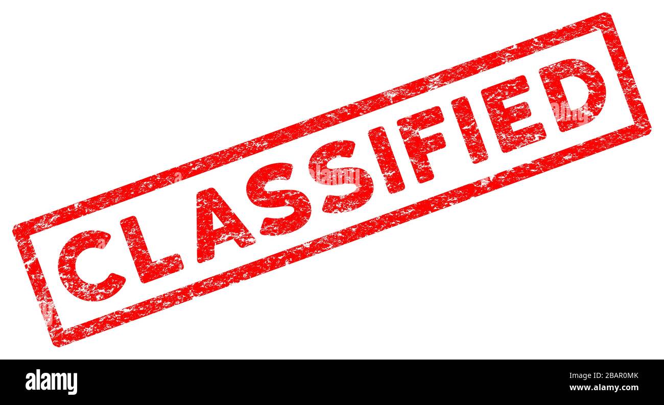 Classified message from a red rubber ink stamp 3D illustration on a ...