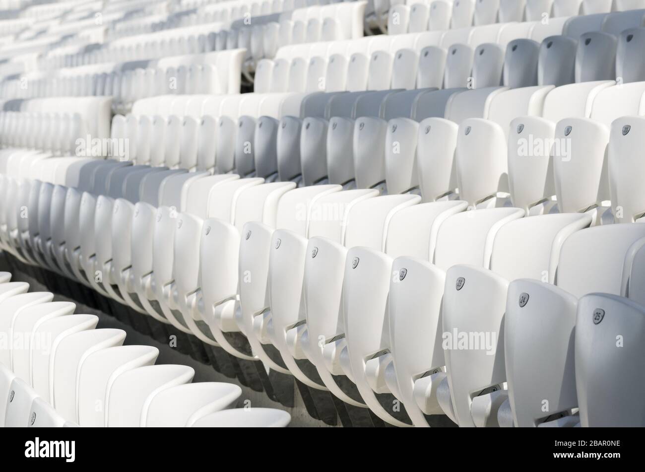 Empty white seats in the stadium before the match Stock Photo - Alamy