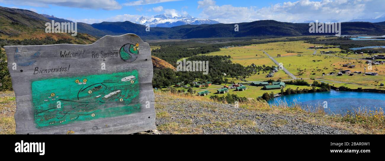 View over the Serrano river, Villa Serrano, Torres de Paine, Magallanes ...