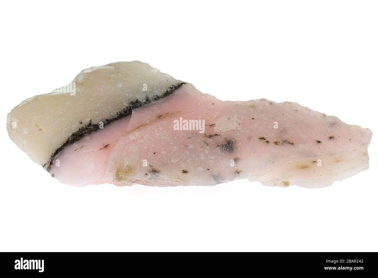 pink Peruvian Andean opal isolated on white background Stock Photo - Alamy