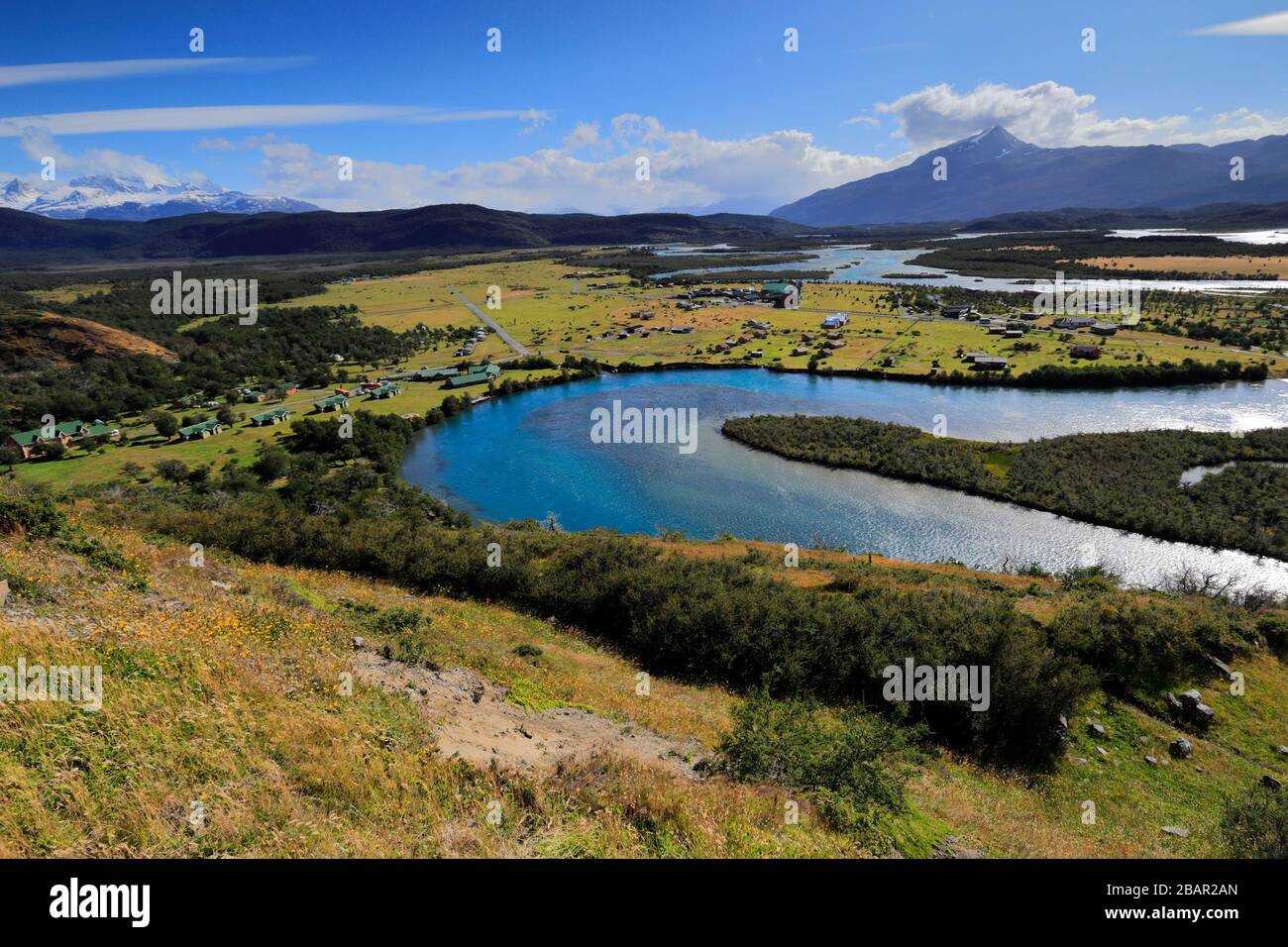 View over the Serrano river, Villa Serrano, Torres de Paine, Magallanes ...