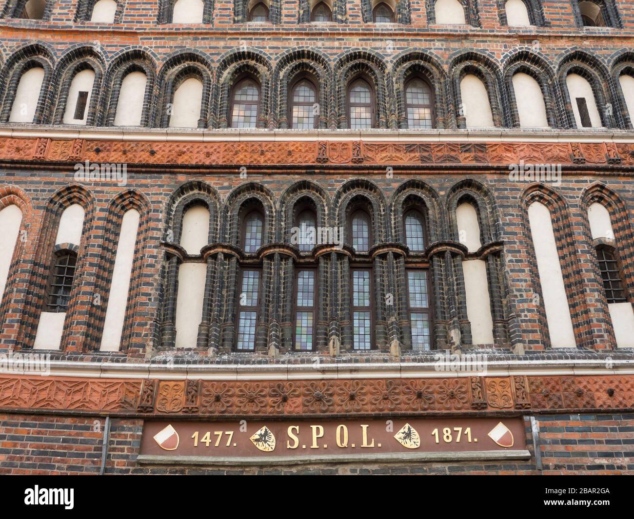 The Holsten Gate, Holstentor, from 1464 has become the symbol oh Lübeck ...