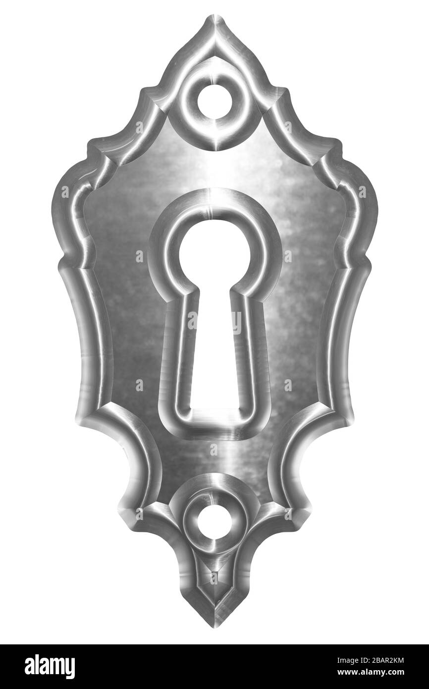 The keyhole, decorative design element, metal surface imitation ...