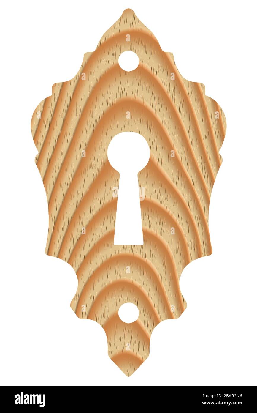The keyhole, decorative design element, imitation of natural wood ...