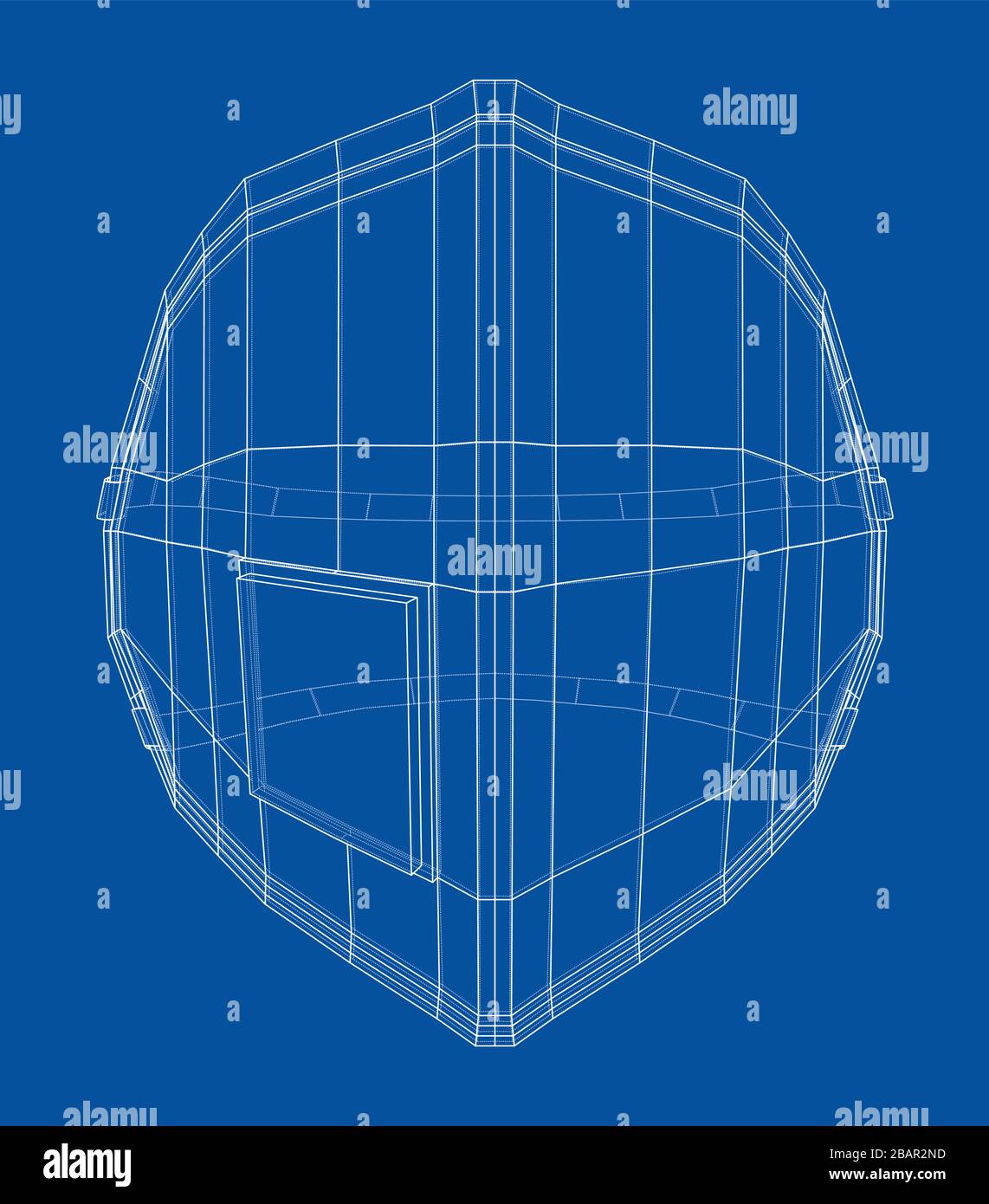 Medical surgical mask. Blueprint style. Vector rendering from 3D model ...