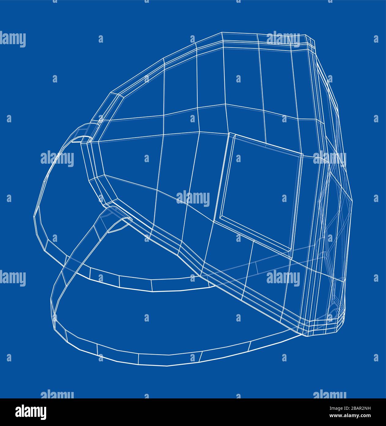 Medical surgical mask. Blueprint style. Vector rendering from 3D model ...