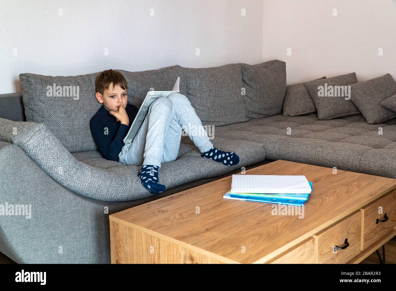 Isolated child Quarantined at Home. Distance education and learning ...