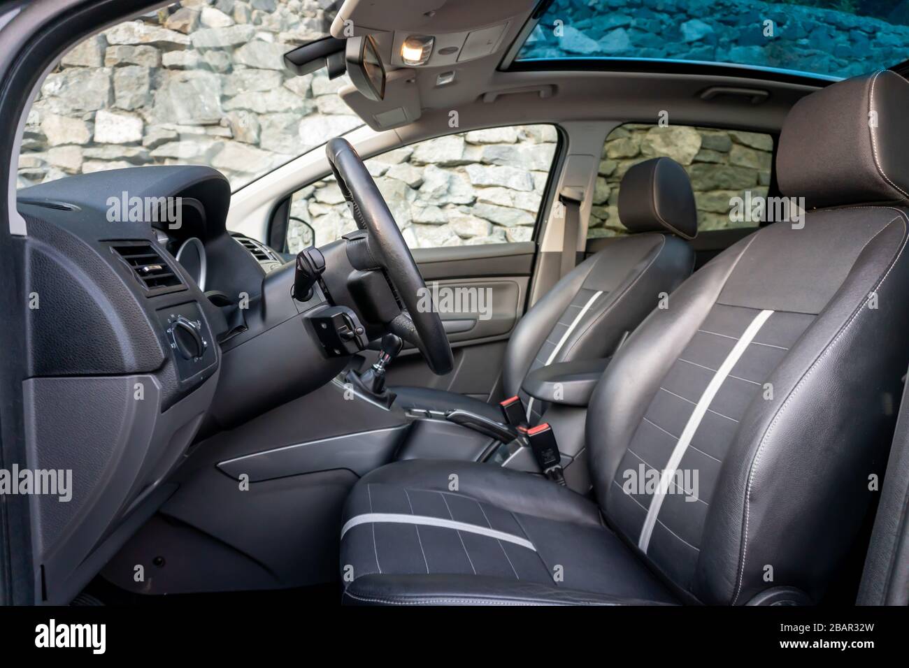 Inside detailed photo of wonderful SUV with panoramic glazed dach ...