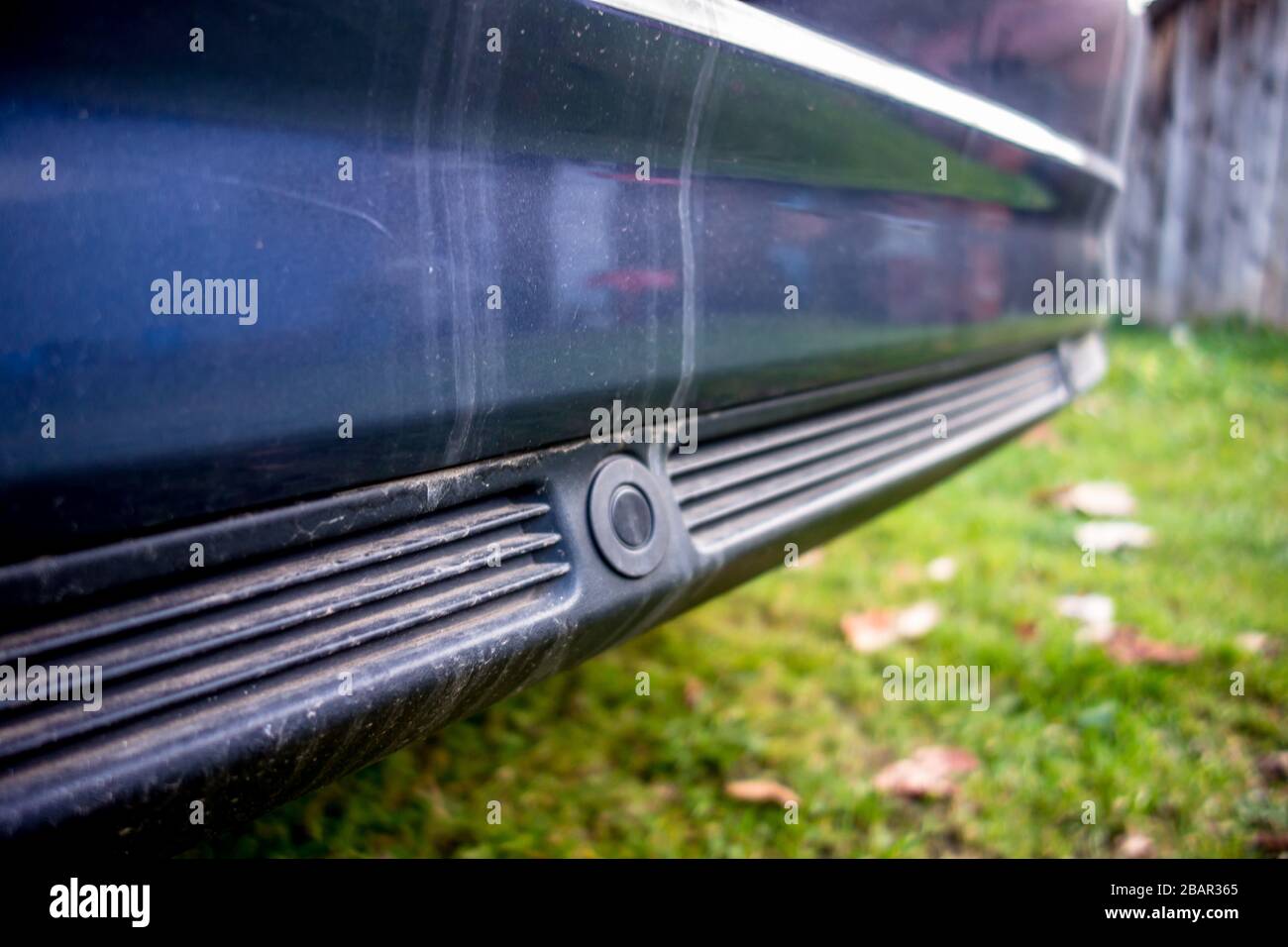 Parking Assistance - Parking sensors mounted on car bumper. Rear, front ...