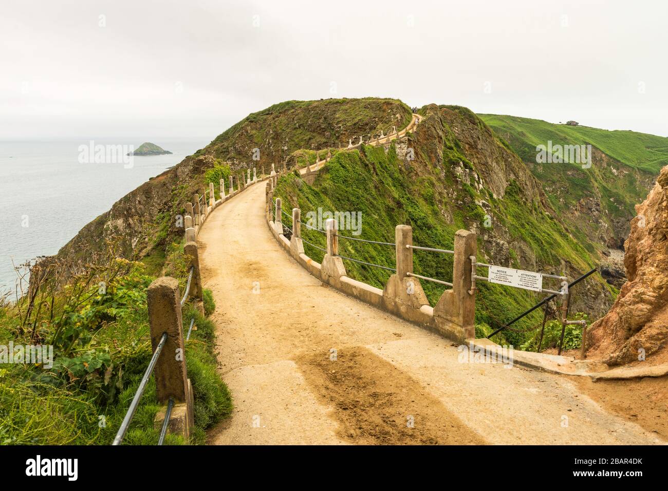 La Coupée, a narrow isthmus of land between Great Sark (foreground) and ...