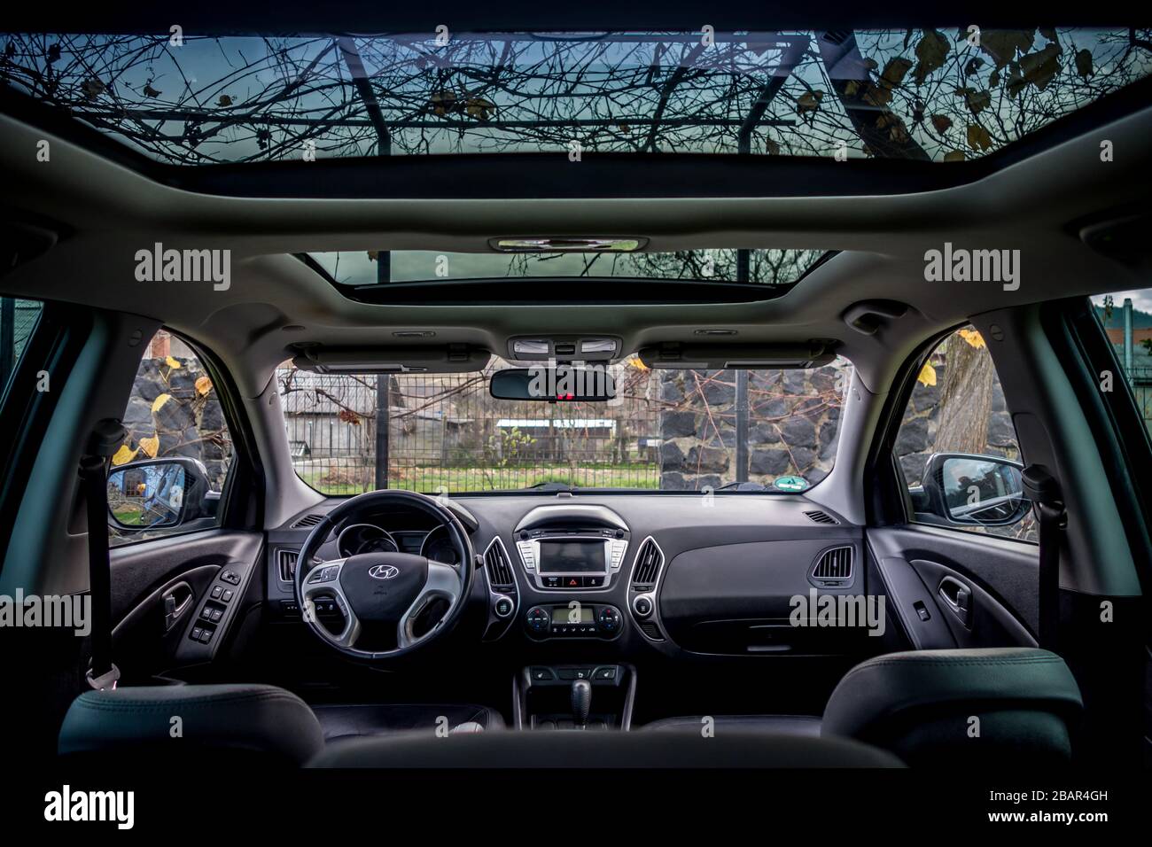 Panoramic view inside car - double sunroof hatch with tinted glass ...