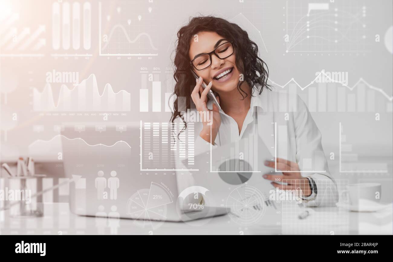 Double exposure graphs desk hi-res stock photography and images - Alamy