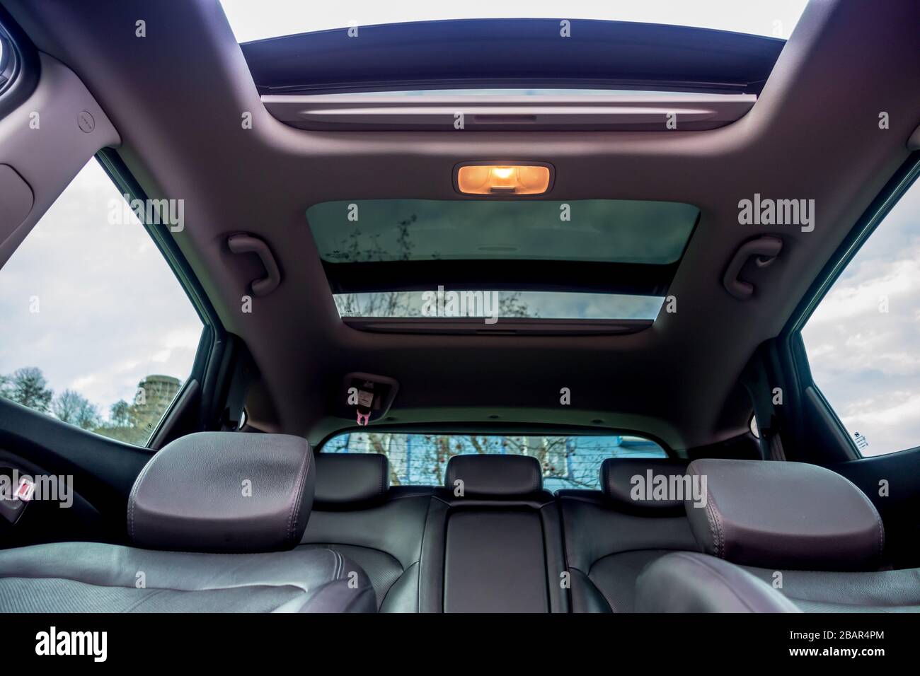Panoramic view inside car - double sunroof hatch with tinted glass ...
