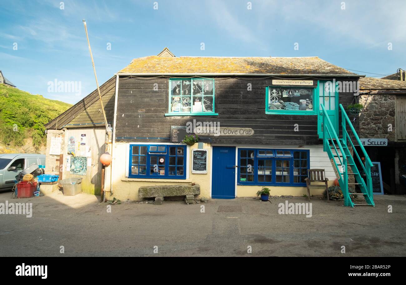 Traditional old fish shop (Cadgwith cove crab) and art gallery above ...