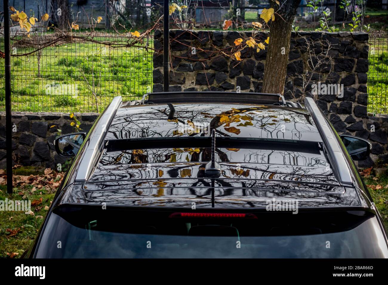 Panoramic view inside car - double sunroof hatch with tinted glass ...