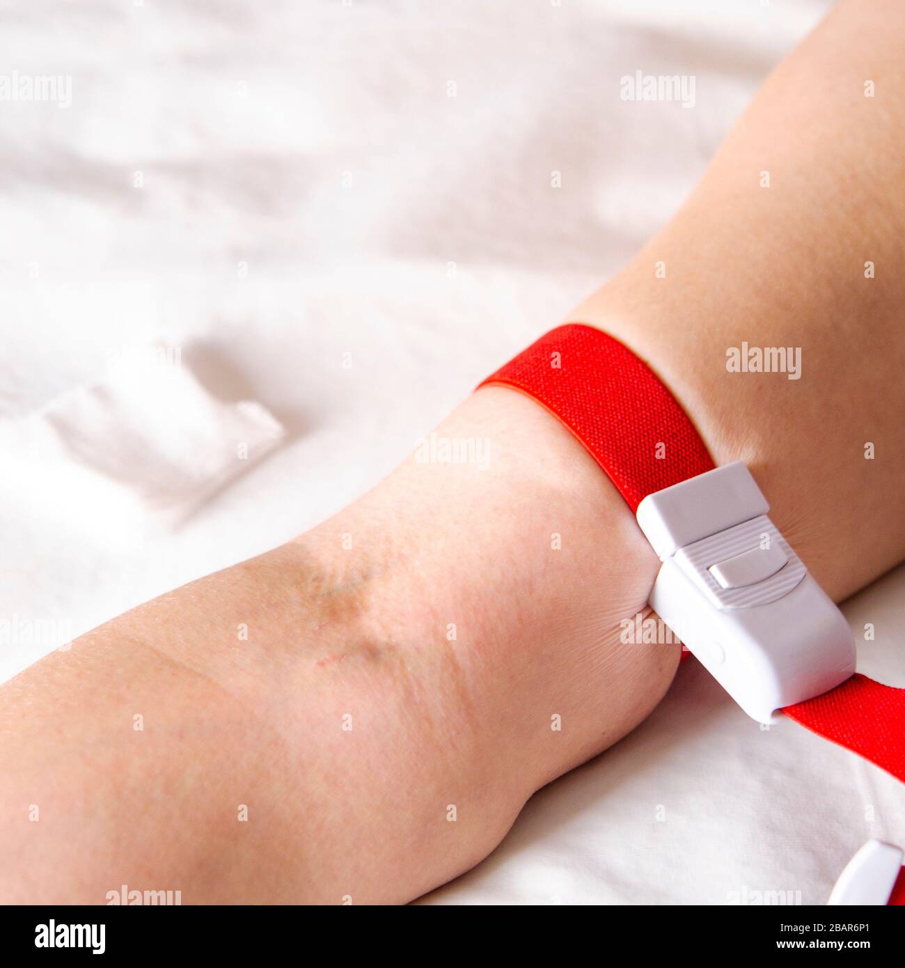 Woman's vein ready for intravenous injection during Stock Photo - Alamy