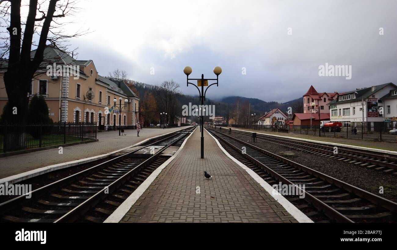 Ukraine, Yaremcha - November 20, 2019: the railway station of the ...