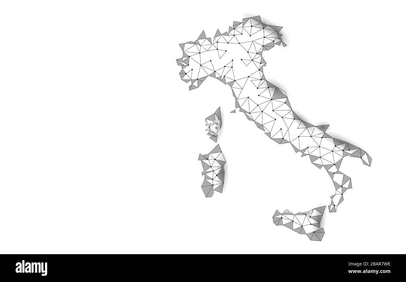 Italy geographic contour map. 3D low poly digital banner. International ...