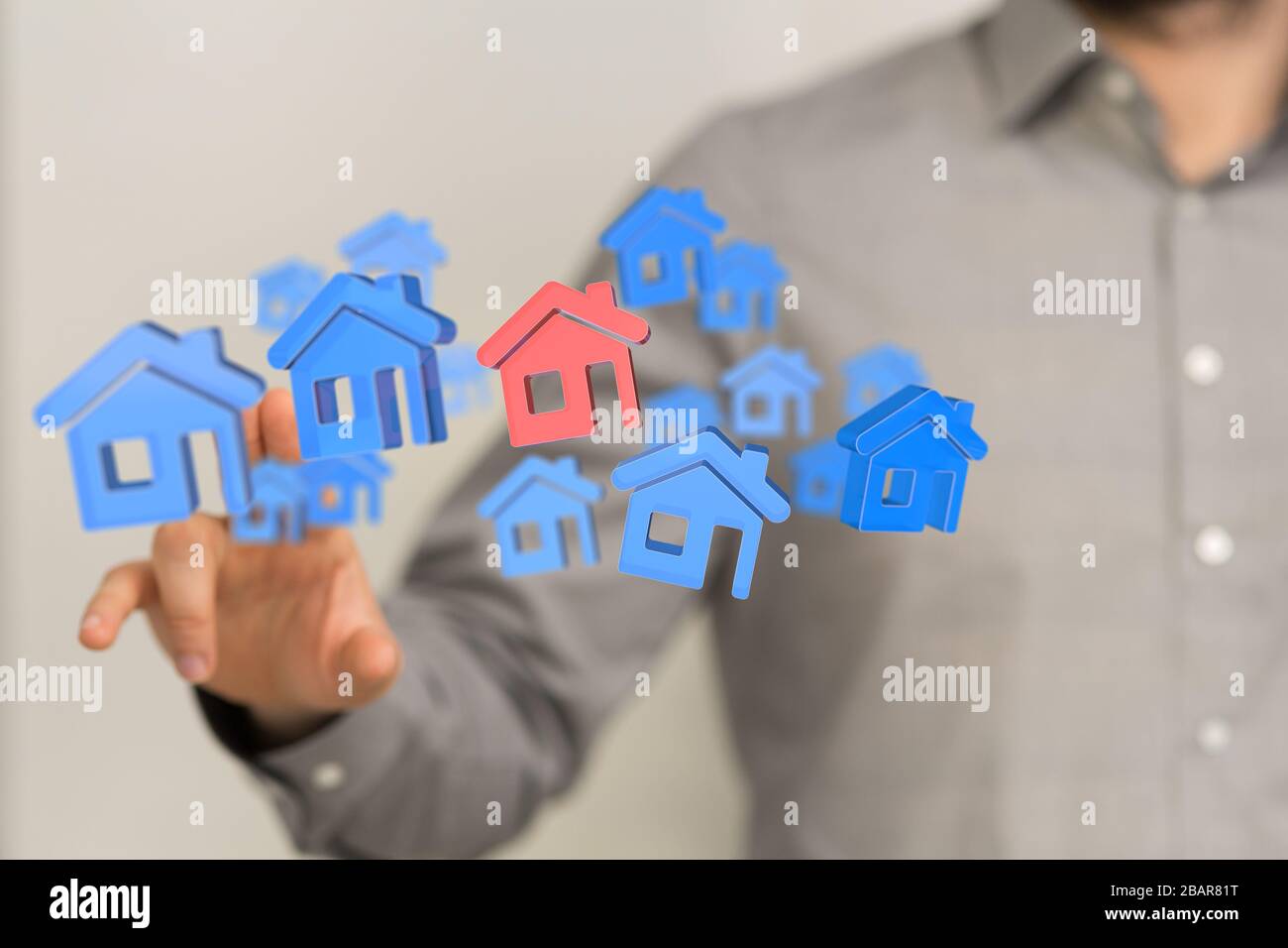 A house in among houses for real estate concept Stock Photo - Alamy