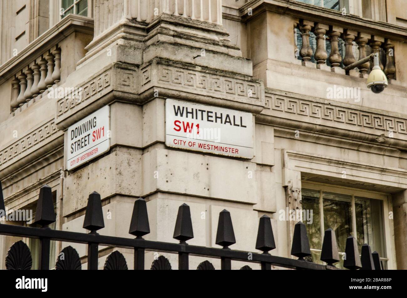 LONDON- Whitehall street sign in SW1 City of Westminster, a famous ...