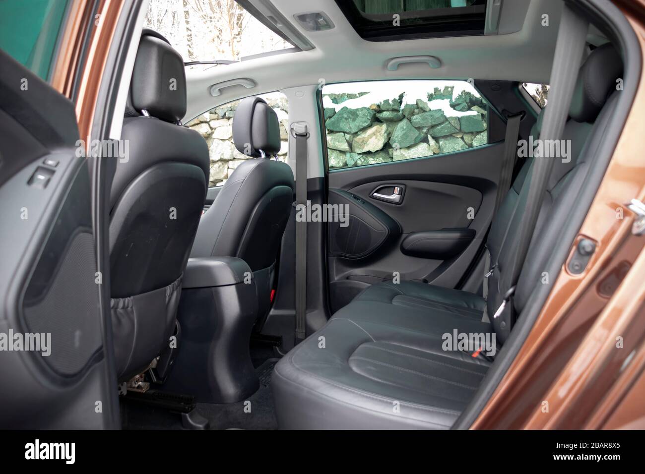 Panoramic view inside car - double sunroof hatch with tinted glass ...