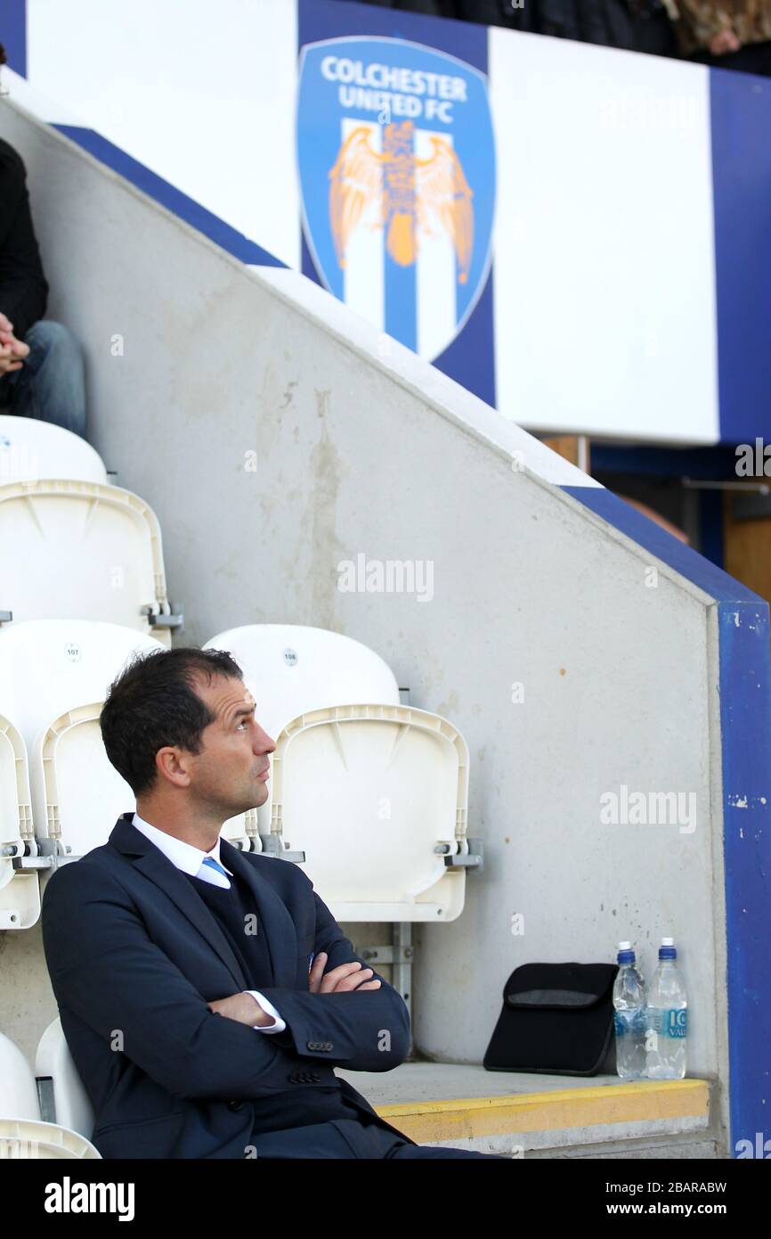 Colchester United manager Joe Dunne before kick-off Stock Photo - Alamy
