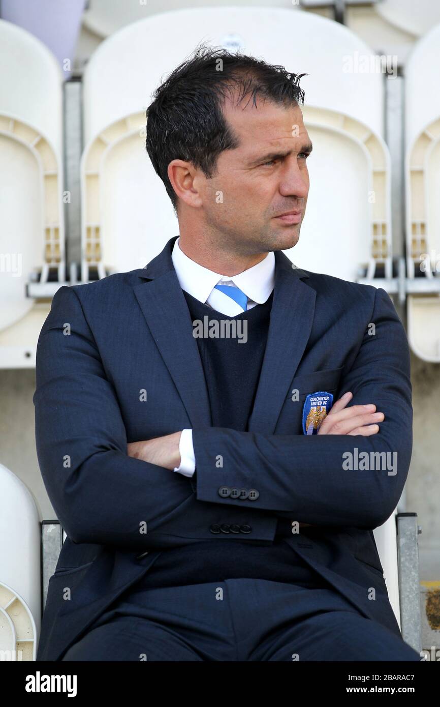 Colchester United manager Joe Dunne before kick-off Stock Photo - Alamy