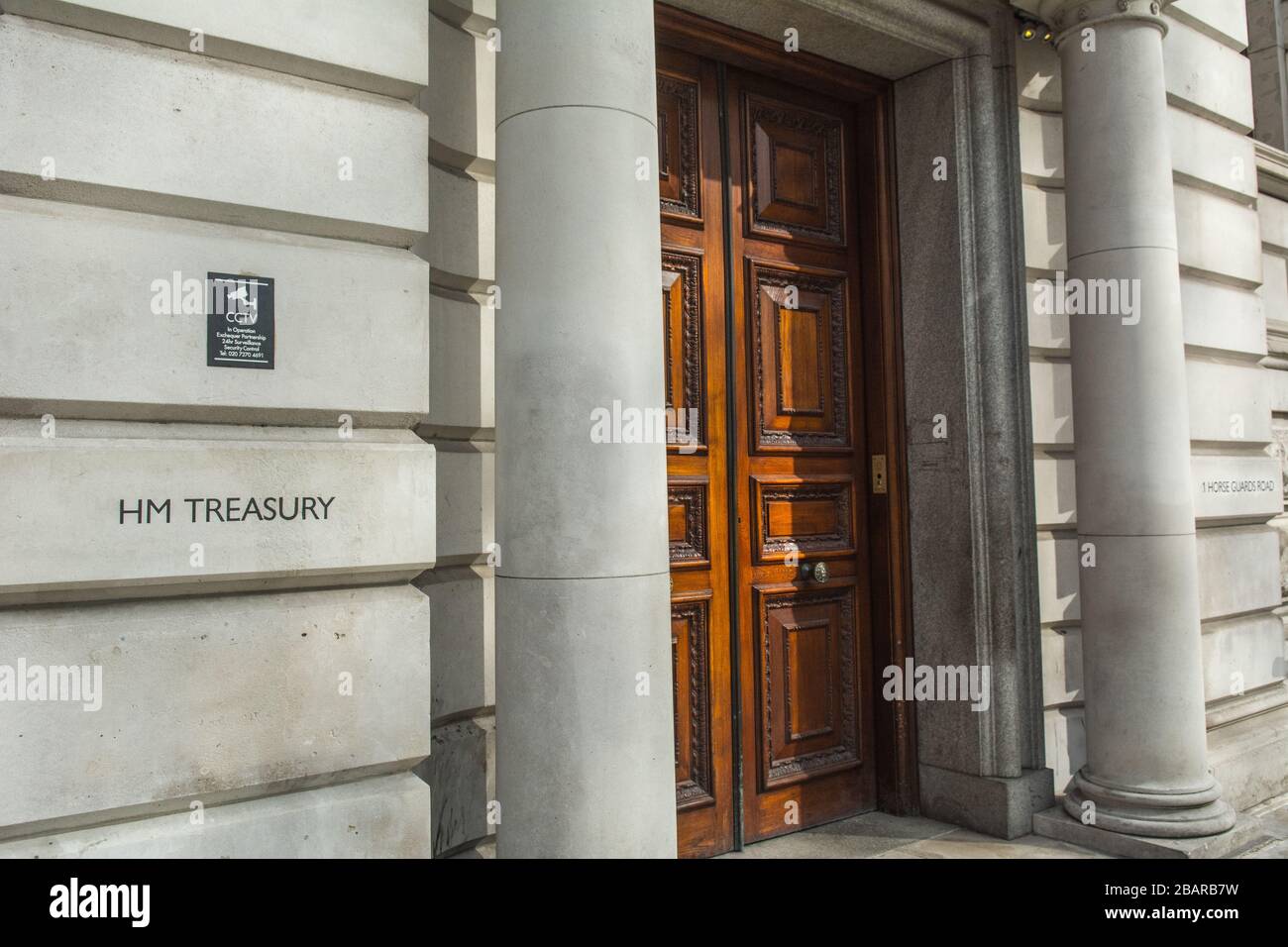 HM Treasury building on Horse Guard Road, Whitehall. The UK Government ...
