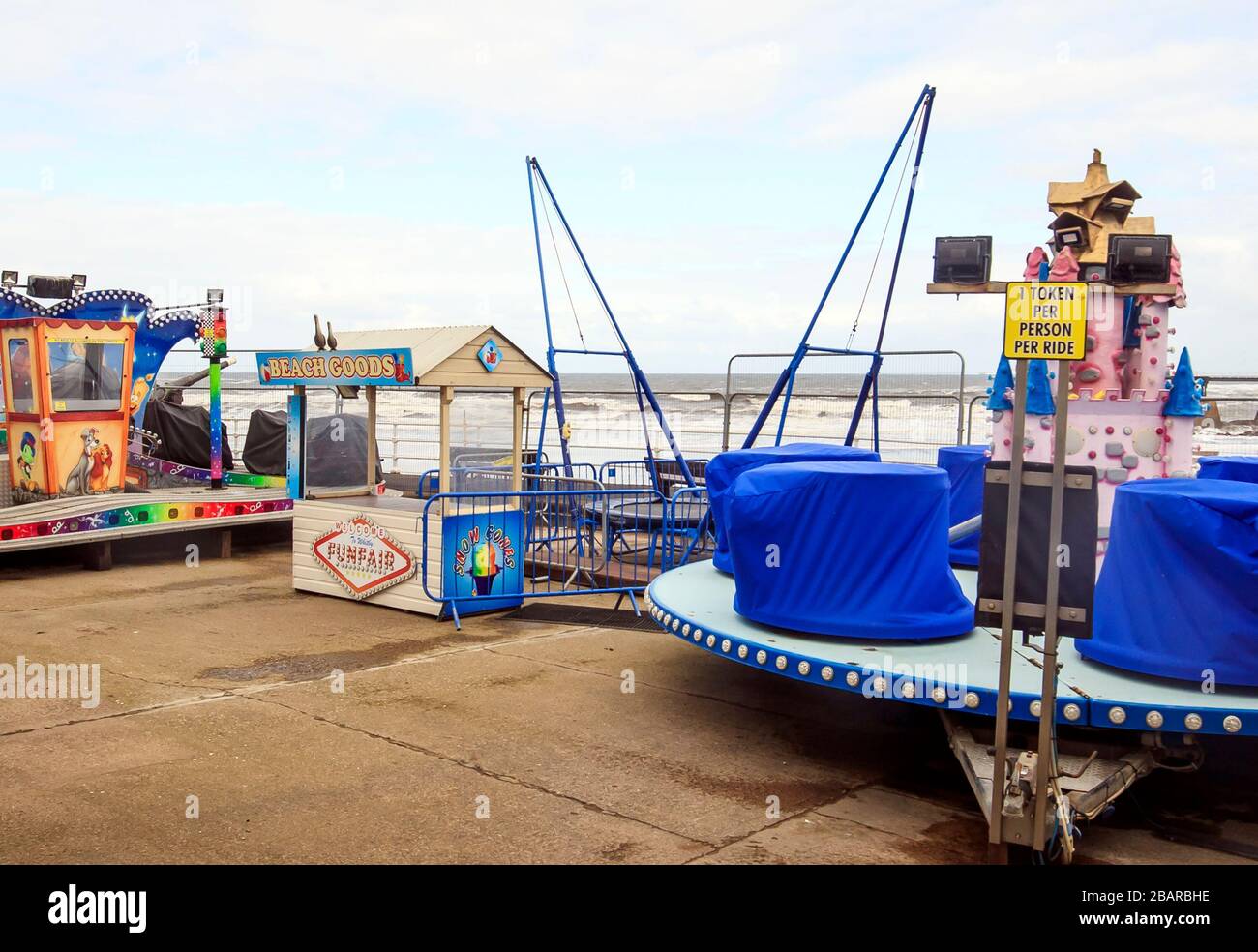 Closed fairground rides in Whitby as the UK continues in lockdown to ...