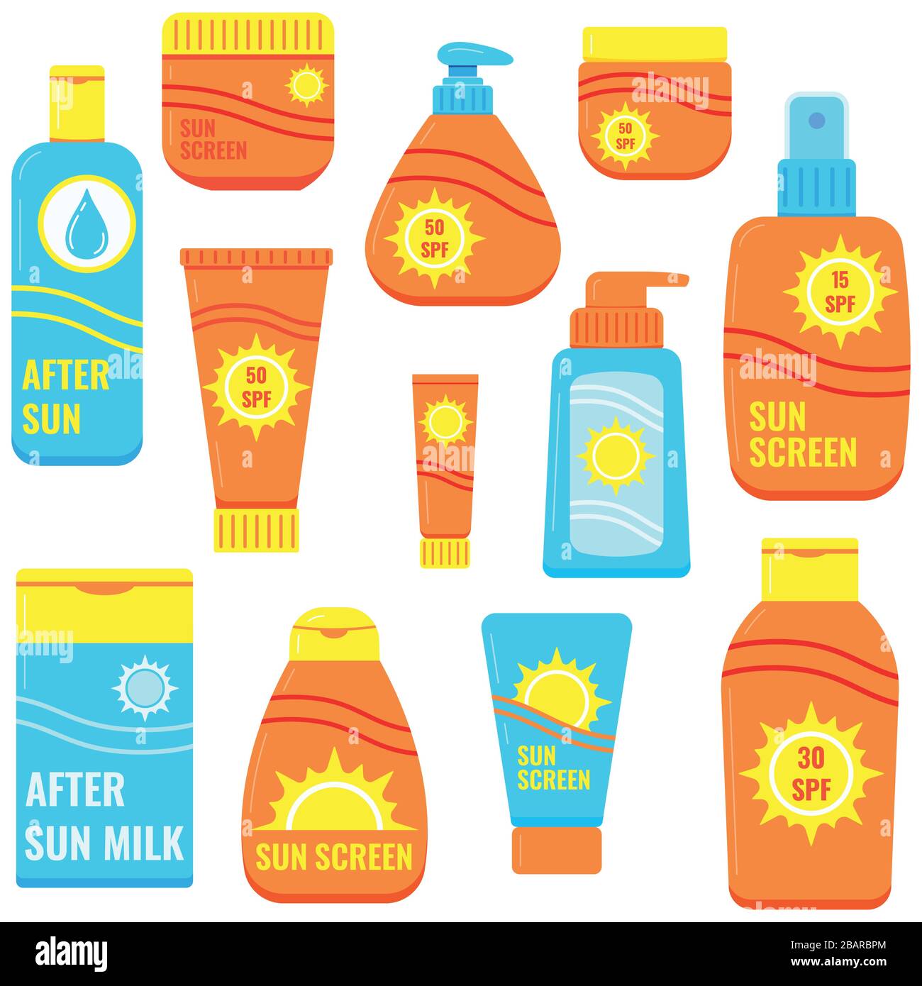 Sunscreen bottles vector icon set isolated on white background Stock ...