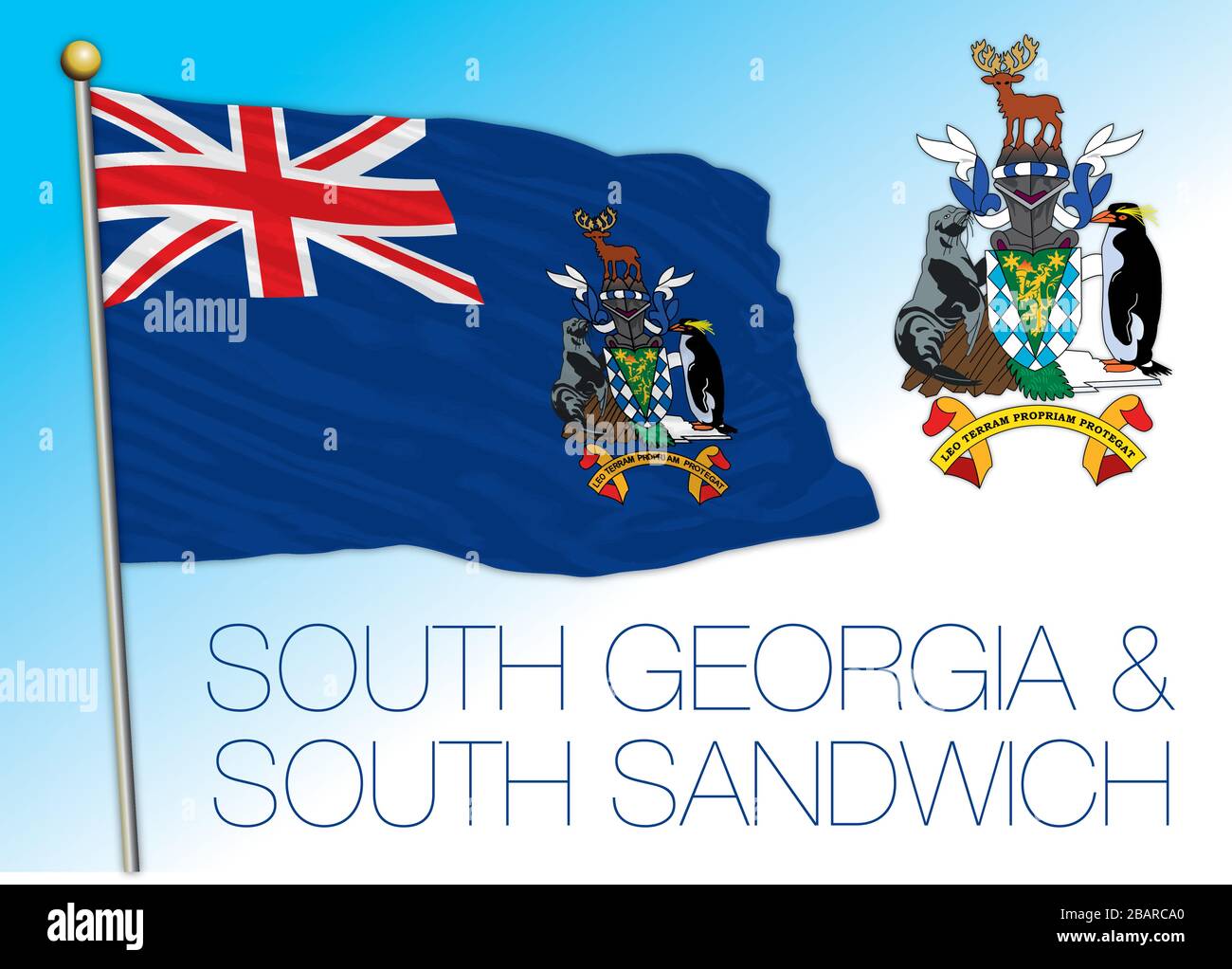 South Georgia and South Sandwich islands official national flag and ...