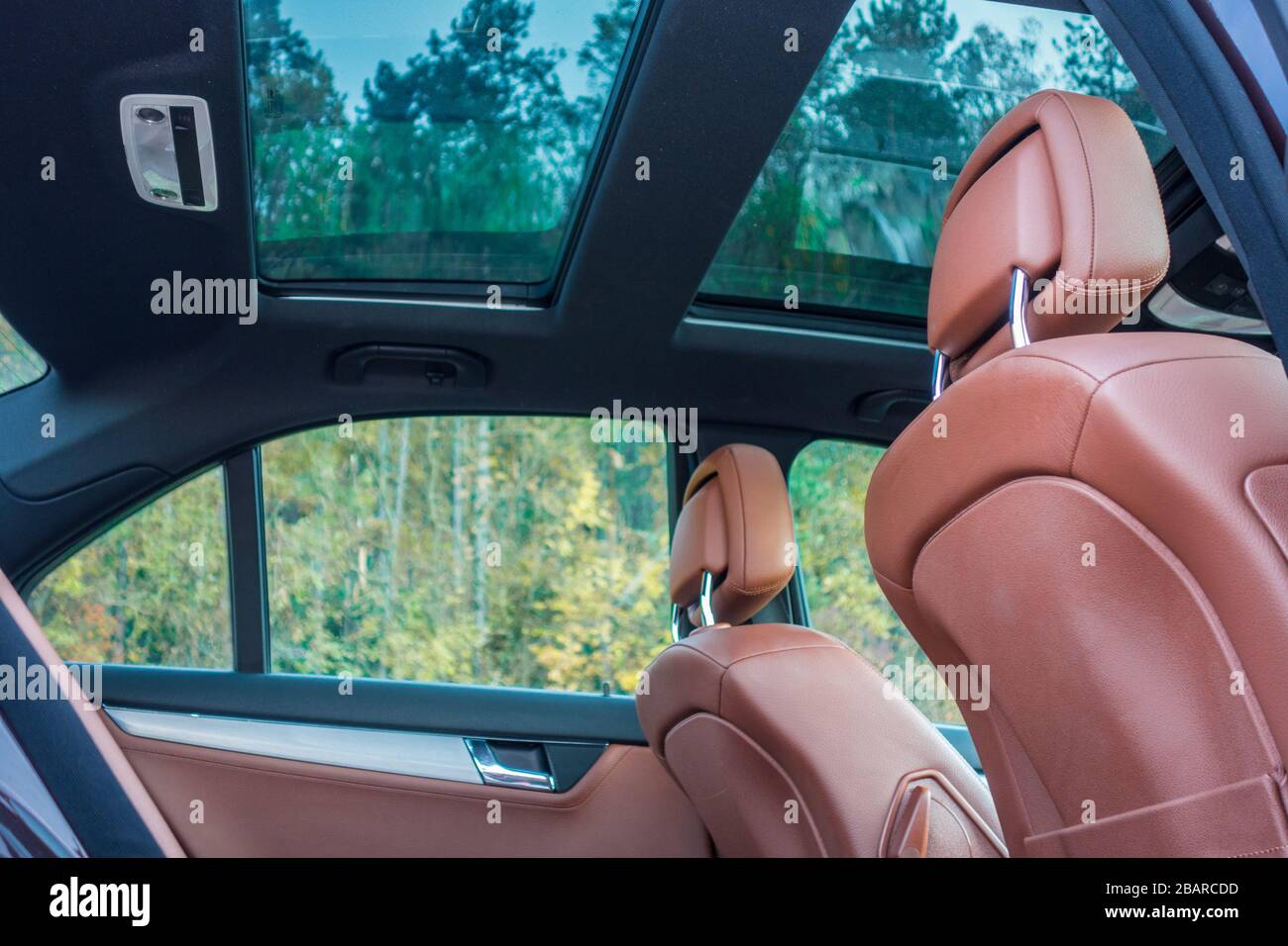 Mercedes Benz W204-Inside car interior with front and back seats ...