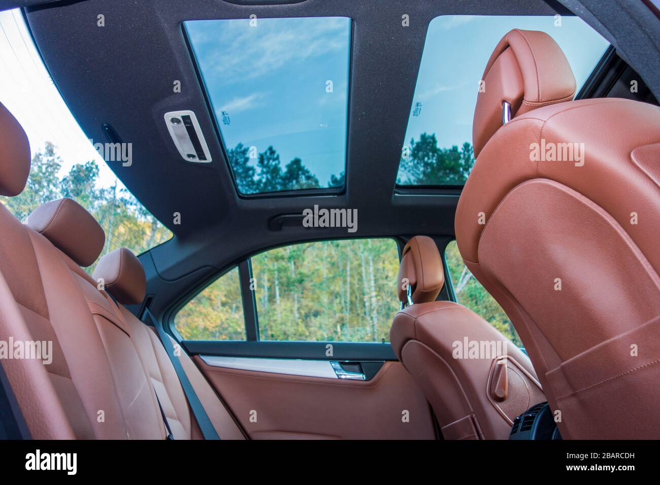 Mercedes Benz W204-Inside car interior with front and back seats ...