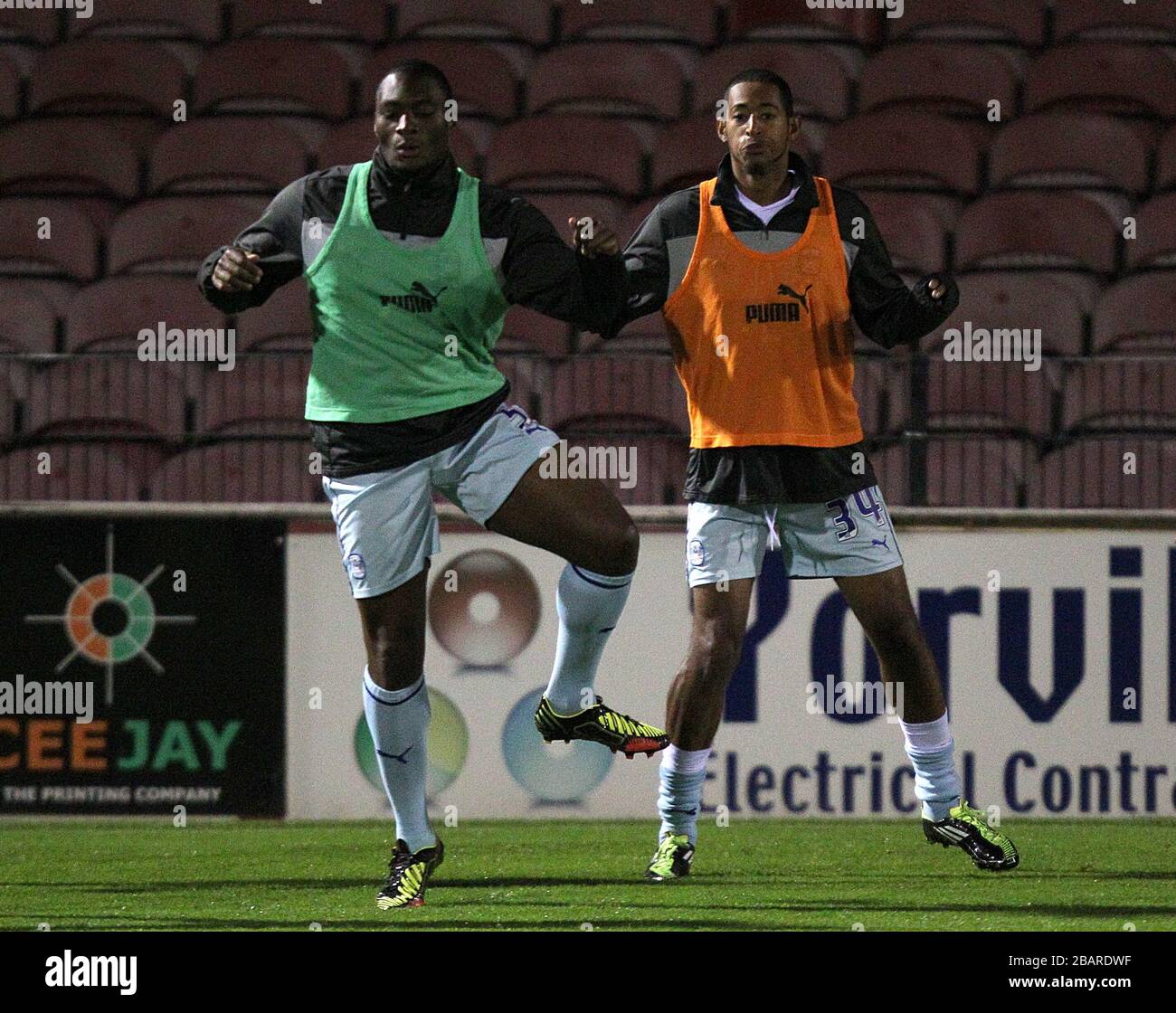 Coventry City's Nathan Cameron (left) and Jamie Reckord warm up prior ...