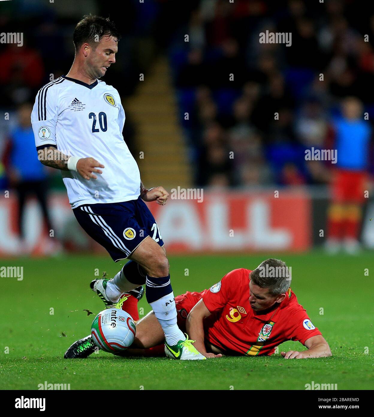 Wales' Steve Morrison and Scotland's Daniel Fox (left Stock Photo - Alamy