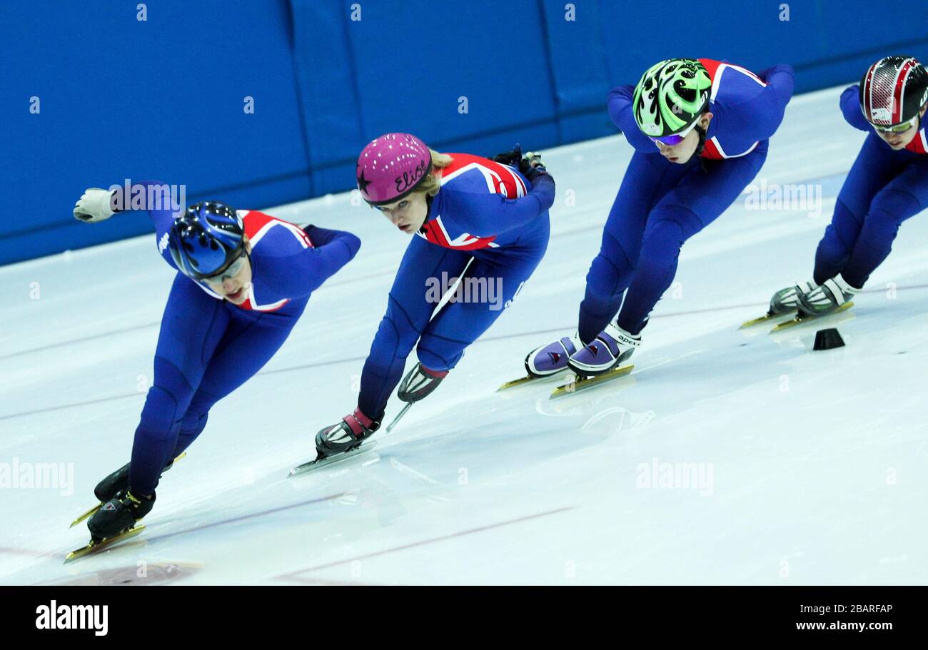 (L-R) Great Britain's Charlotte Gilmartin, Elise Christie, Farrell ...