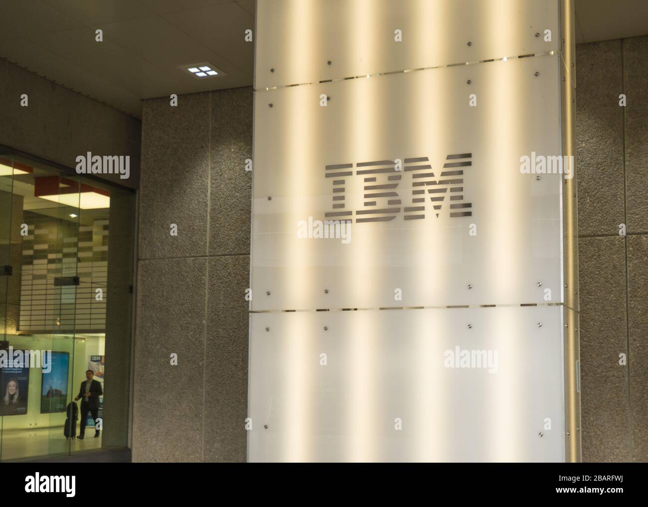 IBM logo outside London South Bank offices, an American multinational ...