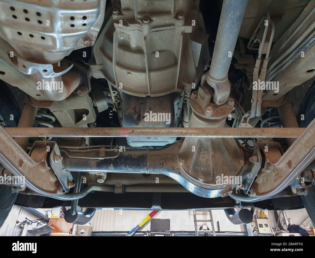 Underneath a small SUV-4wd technology, gear transmission, catalizator ...