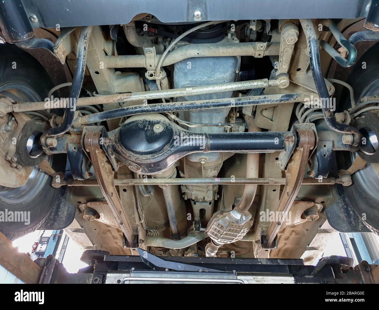 Underneath a small SUV-4wd technology, gear transmission, catalizator ...