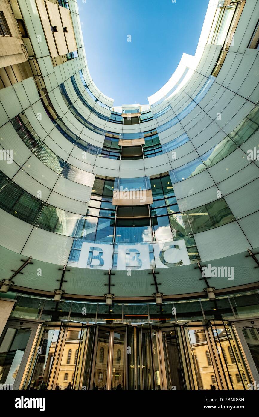 The BBC or British Broadcasting Corporation headquarters building on ...