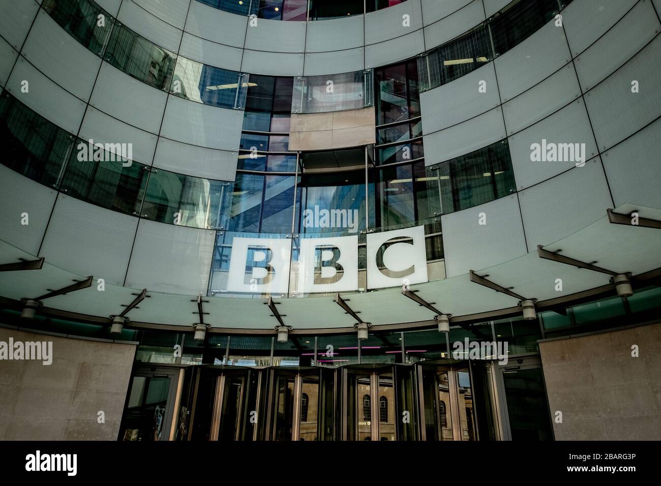 The BBC or British Broadcasting Corporation headquarters building on ...