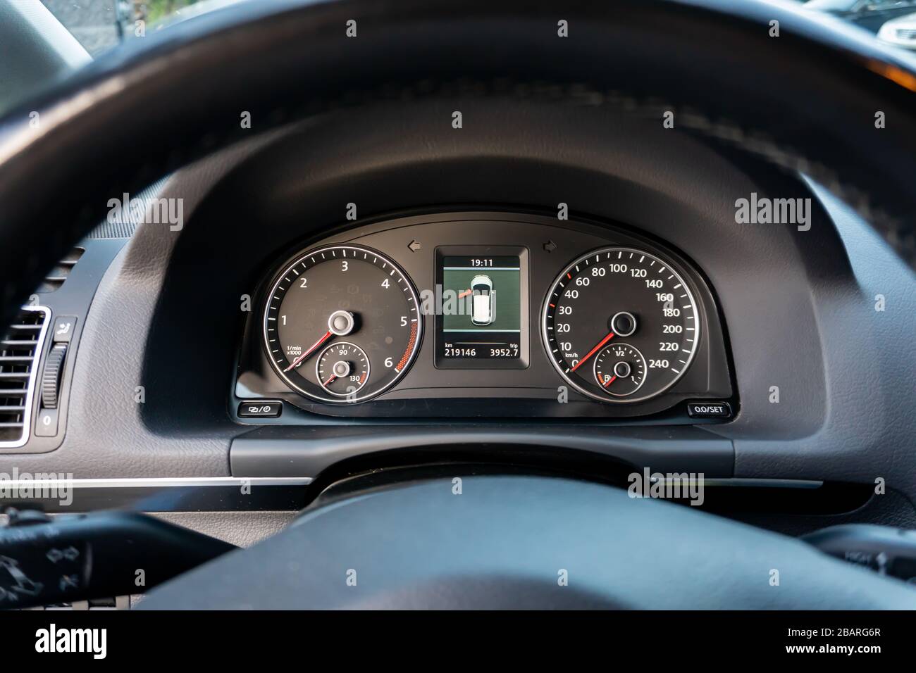 Car dashboard instrument cluster.Car panel indicators, yellow, red ...