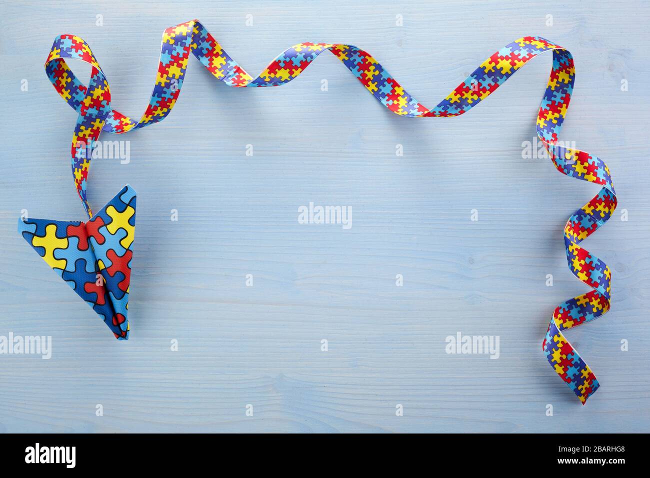 Autism awareness day or month. Paper plane in origami style with autism ...