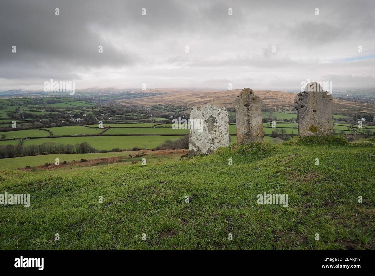 Gravestones at 13th century church St Michael de Rupe, Brent Tor ...